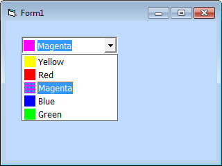 [RESOLVED] is there a way to add to a combobox a string with a color?-VBForums
